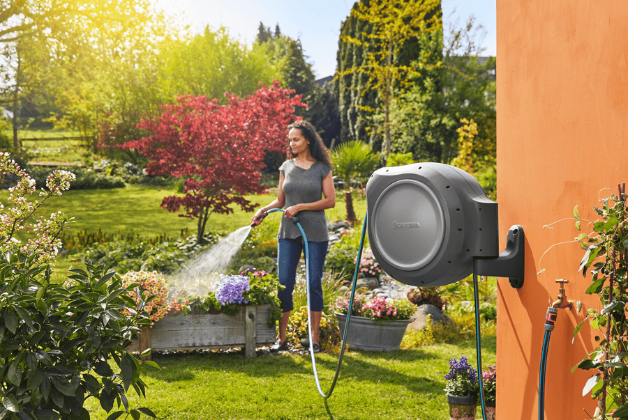 GARDENA 100 Foot Wall Mounted Reel gray – Gardena